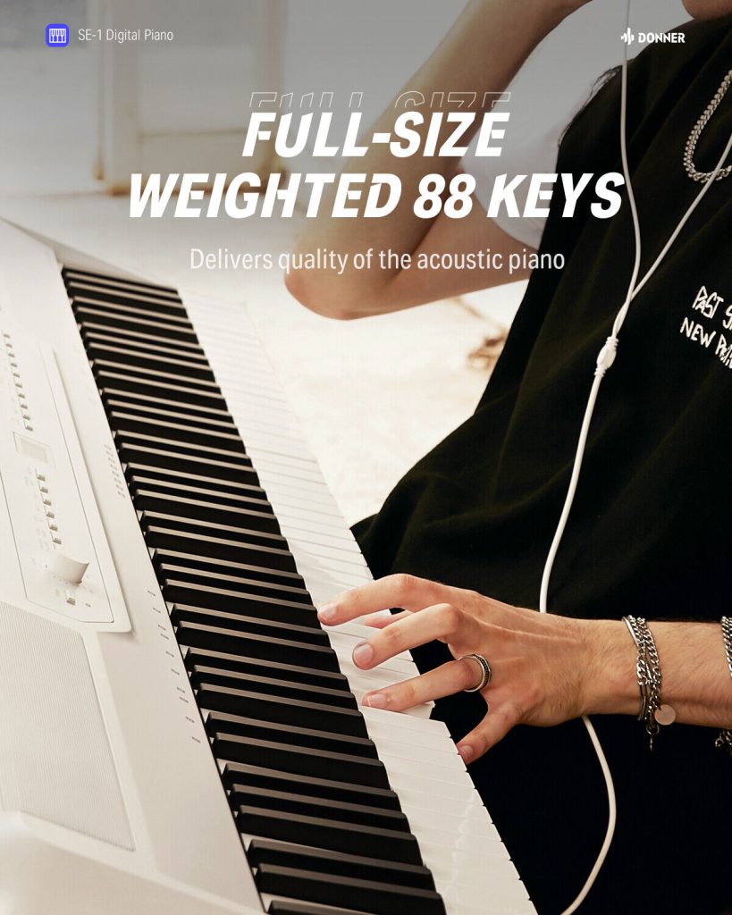 Donner SE-1 White Professional Slim 88 Key Graded Hammer-Action Weighted Portable Digital Piano ...