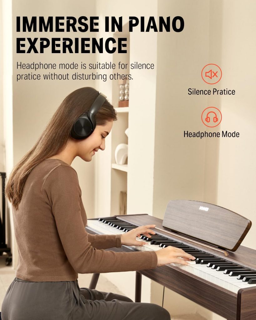 Donner DDP-80 Walnut Wood Piano Digital Weighted 88-Key dengan Sheet ...