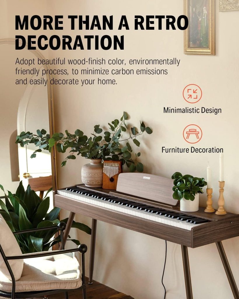 Donner DDP-80 Walnut Wood Piano Digital Weighted 88-Key dengan Sheet ...